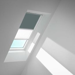 Velux Verdunkelungsrollo Duo DFD Blaugrau/Wei&szlig; 4581, CK02, GGU,Manuell,Velux,wei&szlig;e Schiene