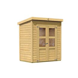 Karibu Ger&auml;tehaus Merseburg naturbelassen, seitlicher Anbau, 212x214 cm