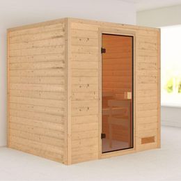 Karibu Woodfeeling Sauna Adelina, mit Dachkranz