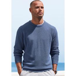 John Devin Herren Strickpullover Pullover in modischer Strickstruktur blau S (44/46)
