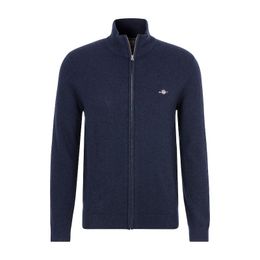 Gant Herren Strickjacke &raquo;EXTRAFINE LAMBSWOOL ZIP CARDIGAN&laquo; mit Logostickerei blau XXL
