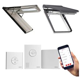 Velux Aktionsfenster Elektro Klapp-Schwing-Fenster INTEGRA GPU 007021 Kunststoff wei&szlig; Alu THERMO Dachfenster Aktionspaket, 78x140 cm (MK08)