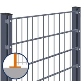 Doppelstabmattenzaun zum Aufd&uuml;beln Rundum-sorglos-Paket Anthrazit Komplettset, 1 Ecke, 1630 mm,57,5 m,8/6/8 mm