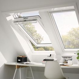 Velux Dachfenster GGL 2062 Schwingfenster Holz/Kiefer wei&szlig; lackiert ENERGIE SCHALLSCHUTZ Fenster, 78x140 cm (MK08)