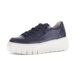 Gabor Damen Plateausneaker Freizeitschuh, Halbschuh, Schn&uuml;rschuh mit gepolstertem Schaftrand blau 35