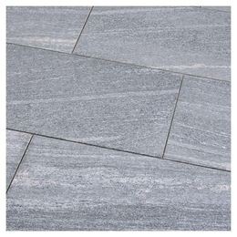 Seltra Natursteine Terrassenplatten BIASCA satiniert Gneis silbergrau-liniert, 60x40x3 cm
