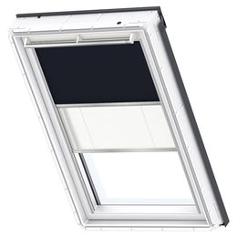 Velux Verdunkelung Plus DFD Manuell Uni Dunkelblau/Wei&szlig; 1100, FK04, Aluminiumschiene,GEL,Manuell,Velux