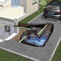 Graf Platin Hausanlage Professionell inkl. hausinterner Saugpumpe Zisterne Regenwassertank, 10000 L, begehbar