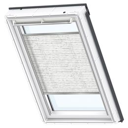 Velux Plissee Dekor Klassik Wei&szlig; 1256 Faltstore, MK04, Aluminiumschiene,Elektro,GGU,Velux