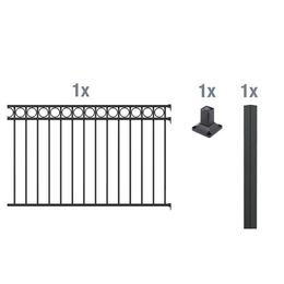 Alberts Zaun-Anbauset Circle matt schwarz Metallzaun, 100 cm