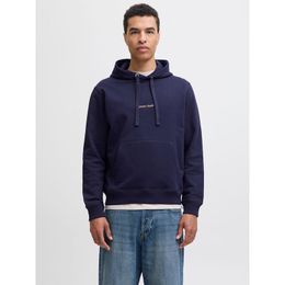 Jack & Jones Jack & Jones Herren Kapuzensweatshirt &raquo;JORNORREBRO EMB SWEAT HOOD NOOS&laquo;, mit Logo Print blau S