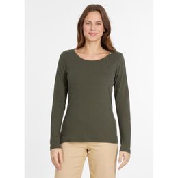Ragwear Damen Langarmshirt &raquo;FLLORAH LONG GOTS&laquo; mit s&uuml;&szlig;en Zierkn&ouml;pfen am Ausschnitt gr&uuml;n XS