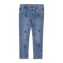 s.Oliver Junior M&auml;dchen s.Oliver Junior Regular-fit-Jeans mit Print blau 92, N-Gr