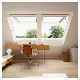 Velux Elektro Klapp-Schwing-Fenster INTEGRA GPU 006621 Kunststoff wei&szlig; Alu ENERGIE PLUS Dachfenster, 66x118 cm (FK06)