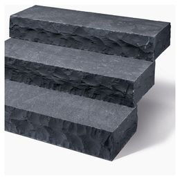 Seltra Natursteine Blockstufe SANOKU KARAT PLUS Basalt anthrazit-schwarz, 15x35x50 cm