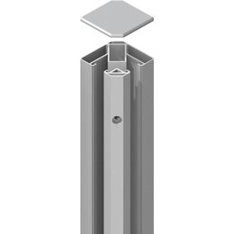 TraumGarten Sichtschutzzaun SYSTEM Eck-Klemmpfosten Silber, 192,5 cm