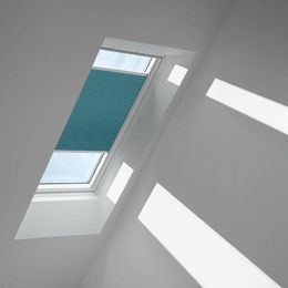 Velux Wabenplissee Petrol 1173, M06, GGU,Manuell,Velux,wei&szlig;e Schiene