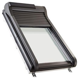 Wellker Komplett-Set Dachfenster R49 3-fach Verglasung mit Rollladen, made by Roto, 74x140 cm (7/14)