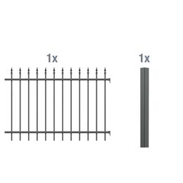 Alberts Zaun-Anbauset Chaussee matt schwarz Metallzaun, 100 cm, Einbetonieren