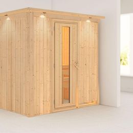 Karibu Sauna Bodin, ohne Dachkranz, Ganzglast&uuml;r,graphit