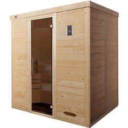 Weka Premium Massivholz Elementsauna KEMI Sparset, mit 7,5 kW BioS Ofen, 195x145 cm