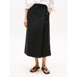 Tommy Hilfiger Damen Wickelrock &raquo;ESS LINEN KNEE WRAP SKIRT&laquo; mit Leinen schwarz 36