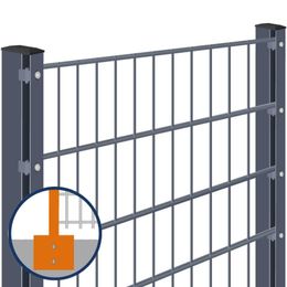 Doppelstabmattenzaun zum Aufd&uuml;beln mit Winkelplatte Rundum-sorglos-Paket Anthrazit Komplettset, 6/5/6 mm, 1030 mm,30 m