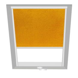 Wellker Verdunkelungsrollo Gelb 1050, 113X124 cm (Y85), Manuell,VELUX,VKU,wei&szlig;e Schiene