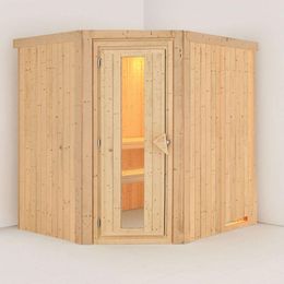 Karibu Sauna Siirin, mit Dachkranz, Ganzglast&uuml;r,graphit