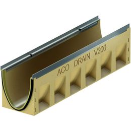 Aco Drain Multiline Seal in V200 Entw&auml;sserungsrinne mit Sohlengef&auml;lle, Edelstahl, 150 / 155 mm (Typ 1)