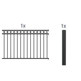 Alberts Zaun-Anbauset Circle Aluminium matt schwarz Metallzaun, 100 cm