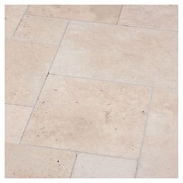 Seltra Natursteine Terrassenplatten VANILLA ROMANA antik Travertin creme-beige, 40x40x3 cm
