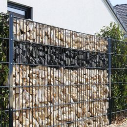 Wellker Gabionen-Doppelstabzaun-Set, Abdeckleiste, 1430 mm,17,5 m,nur Gabionen