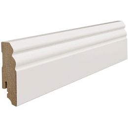 HARO Stecksockelleiste Altdeutsches Profil MDF wei&szlig; RAL 9010 lackiert Fu&szlig;leisten, 2400x18x115 mm