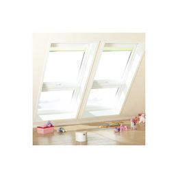 Velux Dachfenster Lichtl&ouml;sung QUARTETT Kunststoff ENERGIE PLUS wei&szlig; Fenster, 78x140/92 cm (MK08)