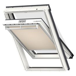 Velux Vorteils-Set Hitzeschutz Plus DOP Manuell Uni Beige/Schwarz 1085, U04, Alu-Schiene und Haltekrallen,GGU,Manuell,Velux