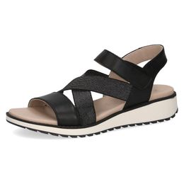 Caprice Damen Keilsandalette , Riemchensandale, Sommerschuh, Bequemschuh mit Strasssteinchen schwarz 37