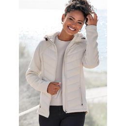 Vivance Damen Steppjacke mit Kapuze mit Strickfleece-&Auml;rmeln beige 36