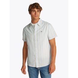 Tommy Jeans Damen Kurzarmhemd &raquo;TJM REG LINEN BLEND STP SS SHIRT&laquo; Mit Rundhalsausschnitt blau XL, N-Gr