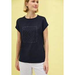 Cecil Damen T-Shirt mit Glitzer Print blau XS (36)