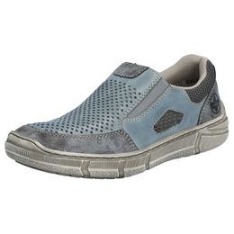 Rieker Herren Slipper , Halbschuh, Freizeitschuh mit seitlichem Gummizug f&uuml;r guten Sitz blau 45
