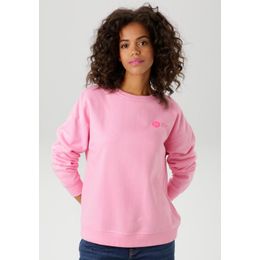 Aniston Casual Damen Aniston CASUAL Sweatshirt, hinten mit Applikationen, Stickerei und Schriftz&uuml;gen rosa 42