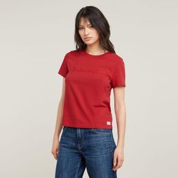 G-Star Raw G-Star Damen G-STAR T-Shirt &raquo;G-Script Shiny R&laquo; mit Ton-in-Ton Schriftzug rot XS