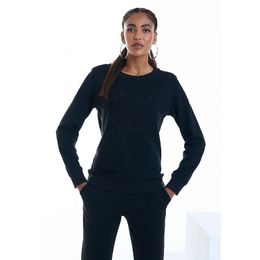 Bench. Loungewear Damen Sweatshirt, mit runder Logostickerei, Loungwear schwarz 36/38