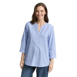 Tom Tailor Damen Tom Tailor Klassische Bluse mit geschlitztem Rundhalsausschnitt blau 34