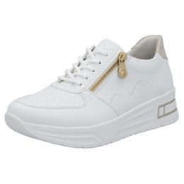Rieker Damen Plateausneaker , Halbschuh, Schn&uuml;rschuh, Freizeitsneaker mit Rei&szlig;verschluss beige 43