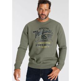 MAN'S WORLD Man's World Herren Sweatshirt, Langarm, l&auml;ssiger Print, Rundhals, aus Baumwollmischung gr&uuml;n XL (56/58)