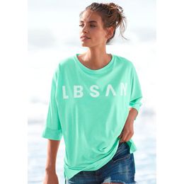 ELBSAND Damen 3/4-Arm-Shirt &raquo;Iduna&laquo; aus Baumwoll-Mix, lockere Passform, sportlich-casual gr&uuml;n L (40)