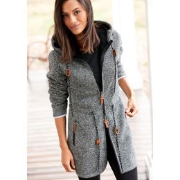 Lascana Damen Lascana Fleecejacke mit Kapuze mit Kapuze grau 32/34