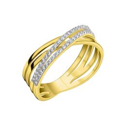 Vivance Damen Fingerring &raquo;375 Gelbgold bicolor Zirkonia&laquo; bunt